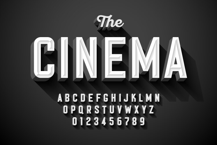 Retro style font old movie title screen alphabet Vector Image