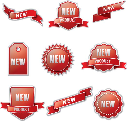 Red banner ribbon set Royalty Free Vector Image