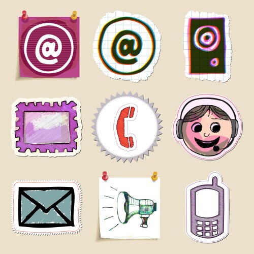 Communication icons set hand drawn and isolated Vector Image
