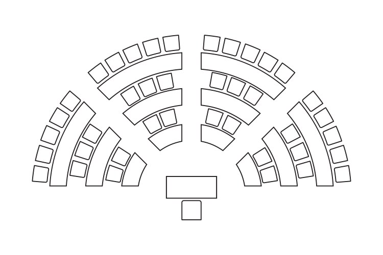 Auditorium seatings plan top view round Royalty Free Vector