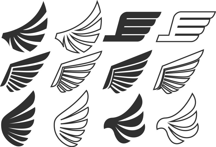 Set of wings Royalty Free Vector Image - VectorStock