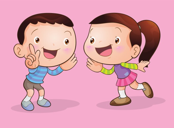 Kids cartoon talking to each other Royalty Free Vector Image