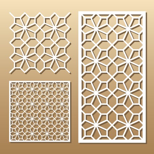 Laser cut panels set for wood or metal decor Vector Image