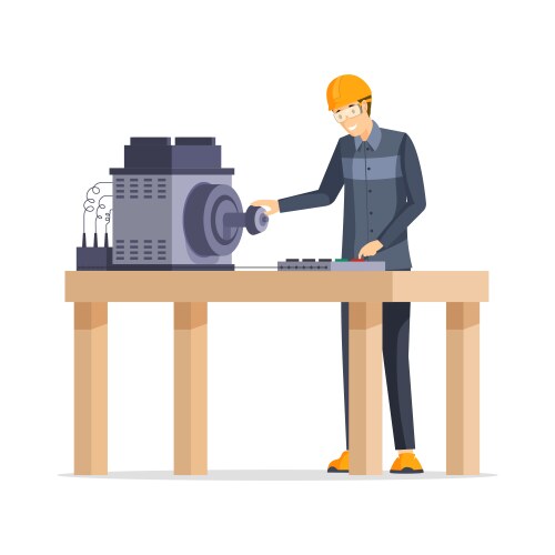 Factory and operator at work Royalty Free Vector Image
