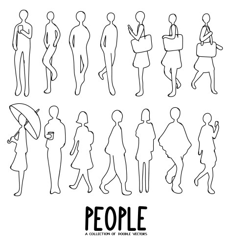 People doodle set drawing sketch Royalty Free Vector Image