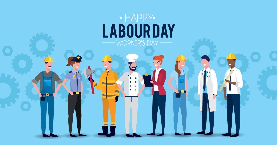 Labour day professional workers group happy Vector Image