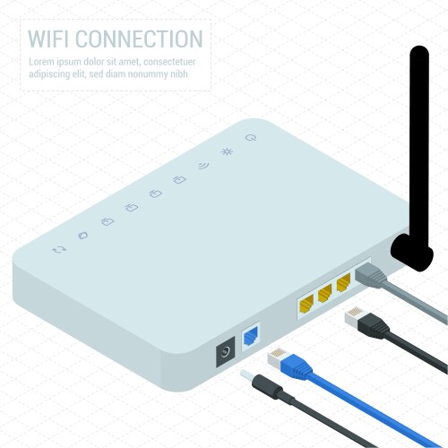 Isometric wi-fi modem router isolated Royalty Free Vector