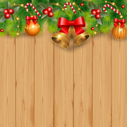 Christmas wooden background Royalty Free Vector Image