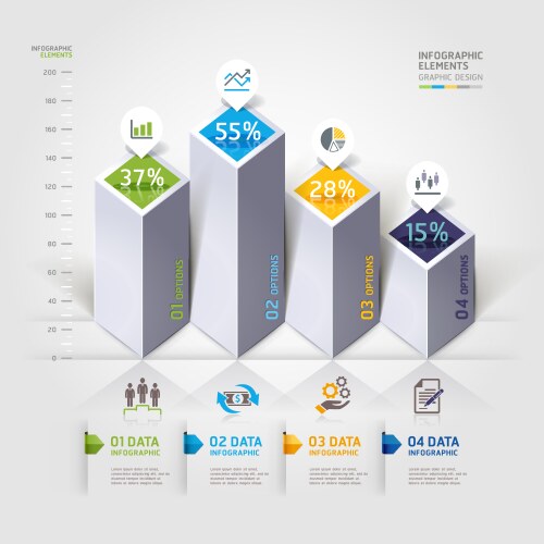 Square infographics with icons Royalty Free Vector Image