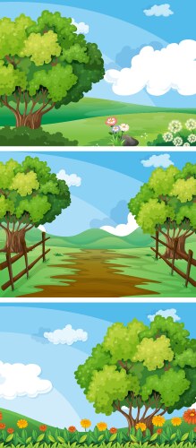 Park scene with trail and trees Royalty Free Vector Image