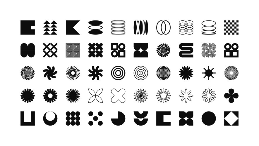 Brutalist geometric shapes modern symbols simple Vector Image