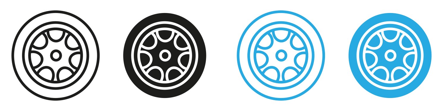 Car wheel icon mark in filled style Royalty Free Vector