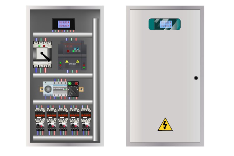 Electric control panel production Royalty Free Vector Image Electric control panel production Royalty Free Vector Image