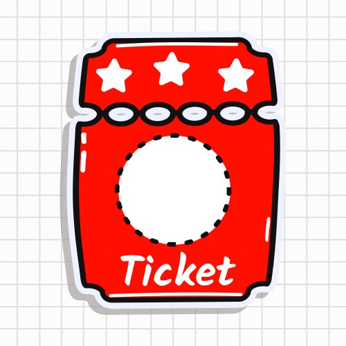Cute funny cinema ticket sticker hand drawn Vector Image