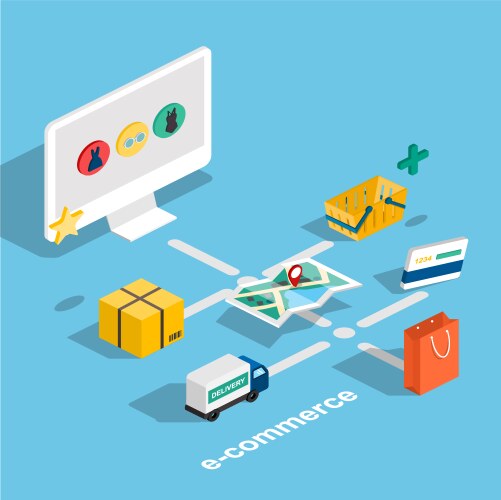 E-commerce global internet purchasing concept Vector Image