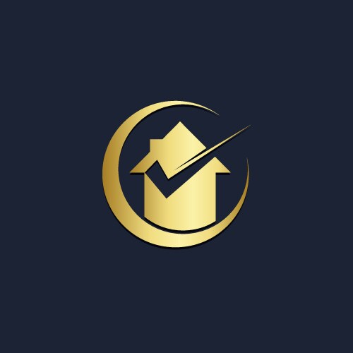Check mark approved gold logo Royalty Free Vector Image