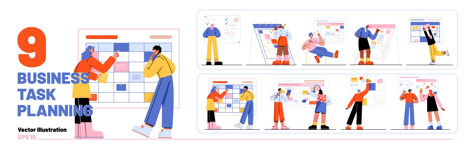Schedule app task manager ui template Royalty Free Vector