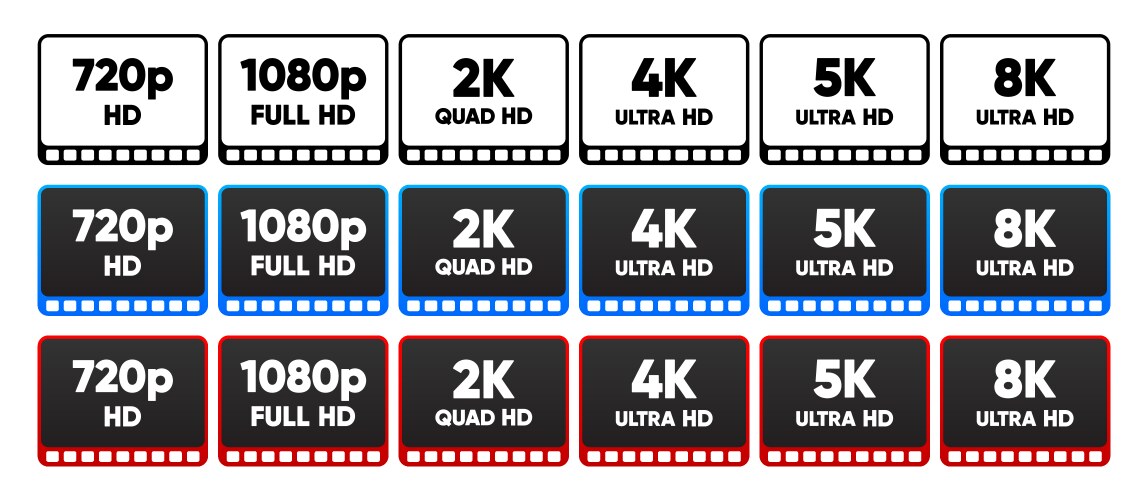 4k uhd quad hd full and resolution Royalty Free Vector Image