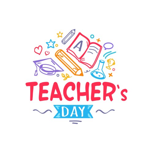 Color happy teachers day Royalty Free Vector Image