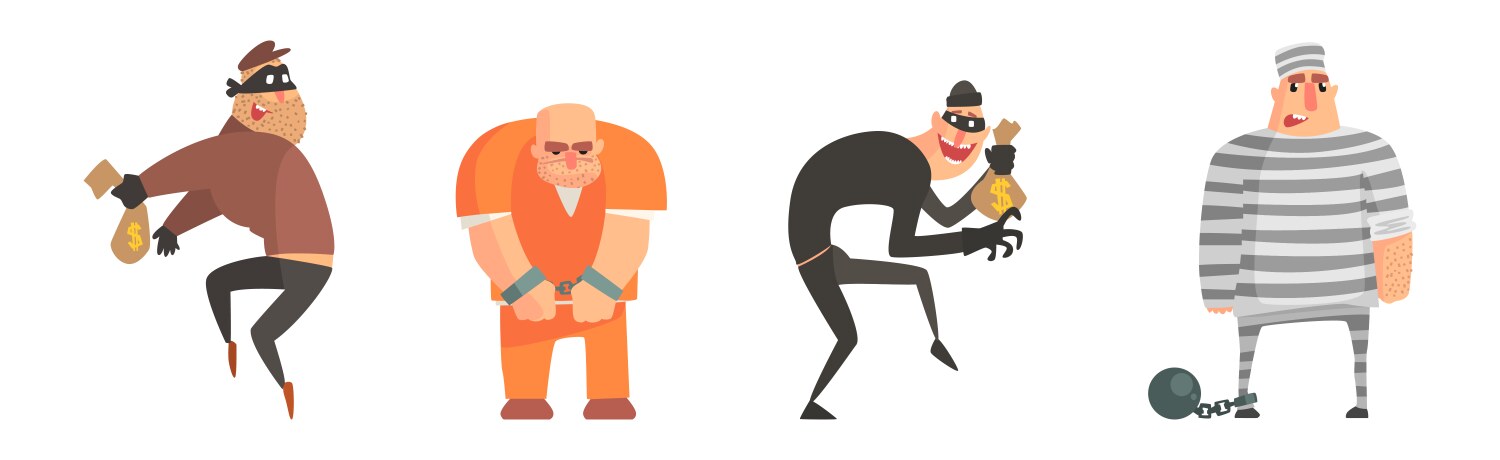 Male thief in mask set robber cartoon characters Vector Image