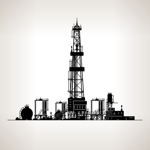 Oil rig silhouettes Royalty Free Vector Image - VectorStock