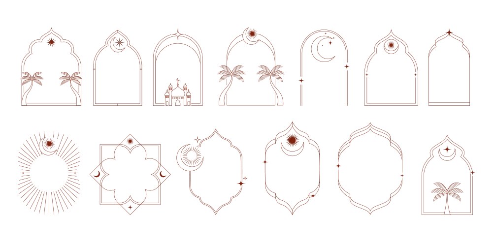 Collection of minimal linear style islamic ramadan