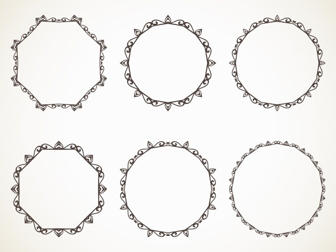 Set of decorative round frames vintage style Vector Image