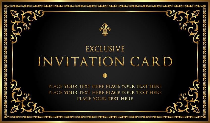 Black and gold exclusive invitation card design Vector Image