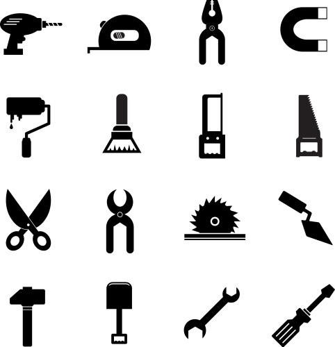 Building tool icon set Royalty Free Vector Image
