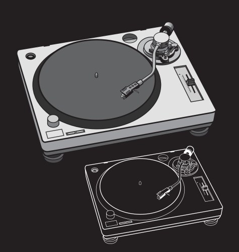 Turntable record player sketch Royalty Free Vector Image