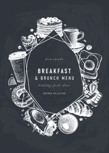 Breakfast and brunch blackboard style Royalty Free Vector