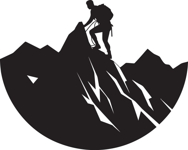 Thrill triumph man climbing mountain icon Vector Image