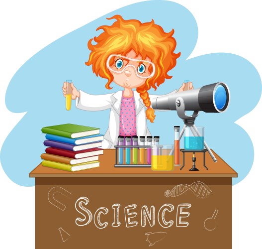 Young girl scientist Royalty Free Vector Image