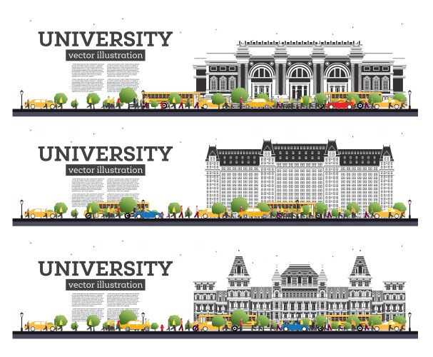 University campus set study banners isolated Vector Image
