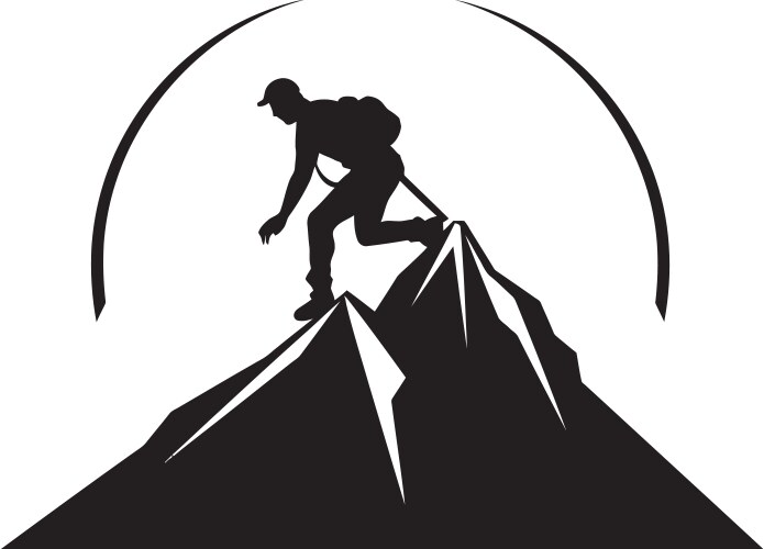 Climb conquer man climbing mountain design Vector Image
