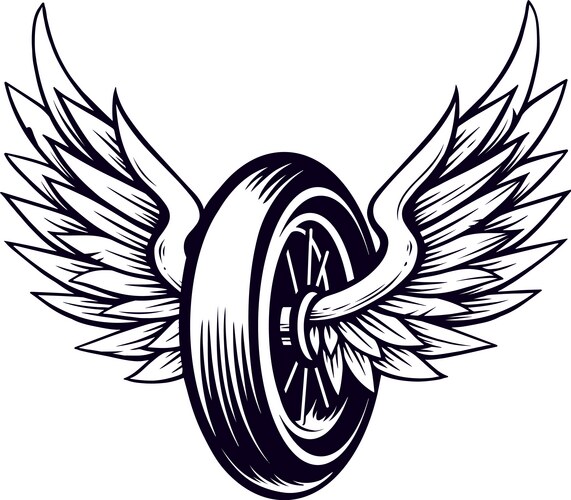 Winged motorcycle wheel on light background Vector Image
