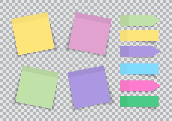 Memo stickers collection sticky notes Royalty Free Vector