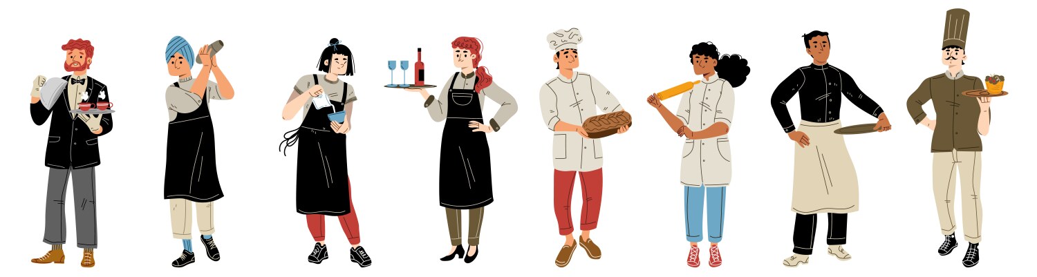 Restaurant kitchen interior with chef staff Vector Image