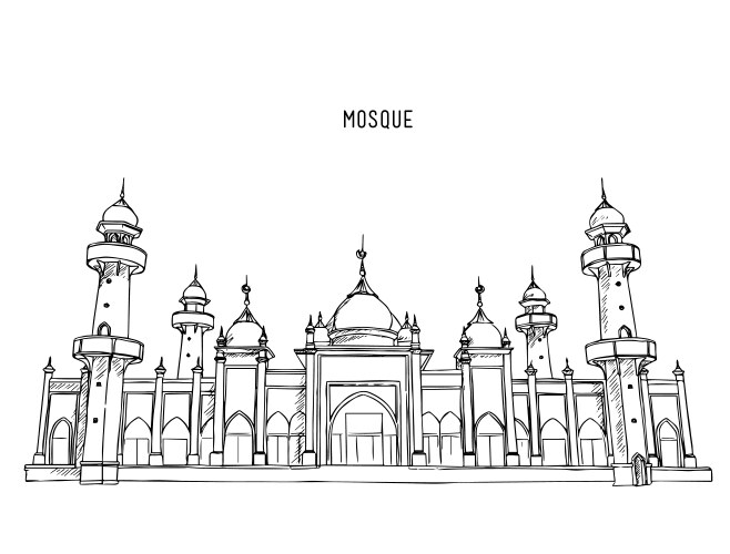 Muslim prayer outlined sketch Royalty Free Vector Image