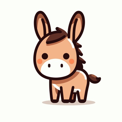 Simple flat 2d donkey doodle Royalty Free Vector Image