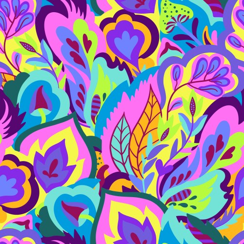 Colorful seamless pattern with chaotic floral Vector Image