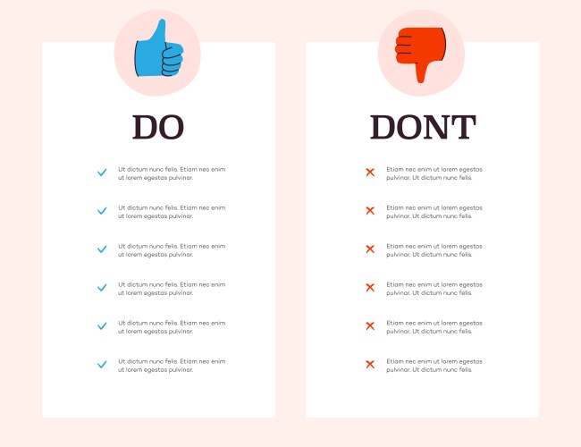 Do and dont infographic template frame Royalty Free Vector
