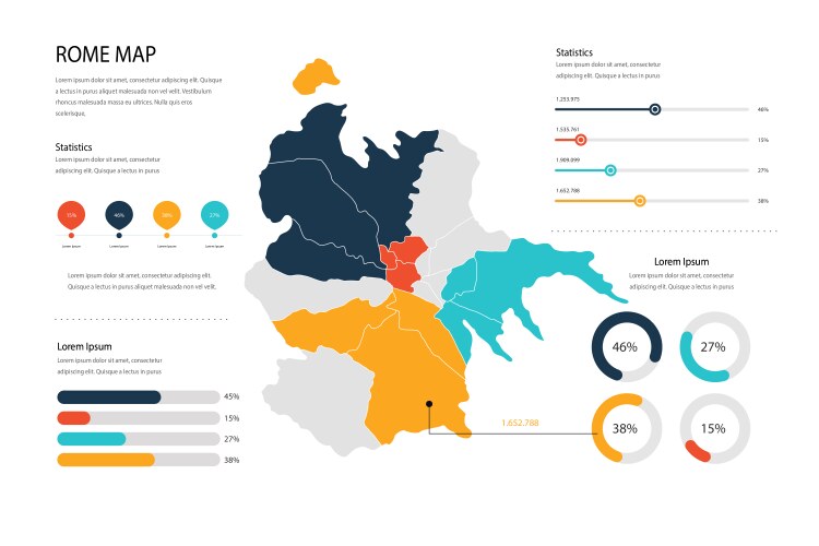 Rome map infographics in flat design Royalty Free Vector