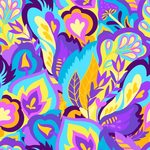 Colorful seamless pattern with chaotic floral Vector Image