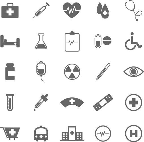 Medical and health icons set Royalty Free Vector Image