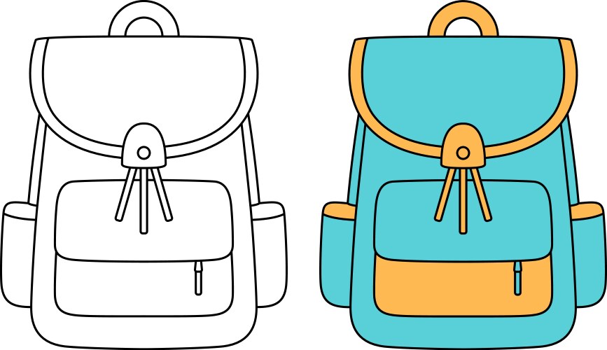 Backpack outline icon coloring page Royalty Free Vector