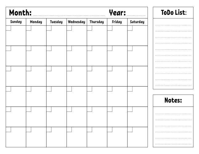 Blank calendar template for one month without Vector Image