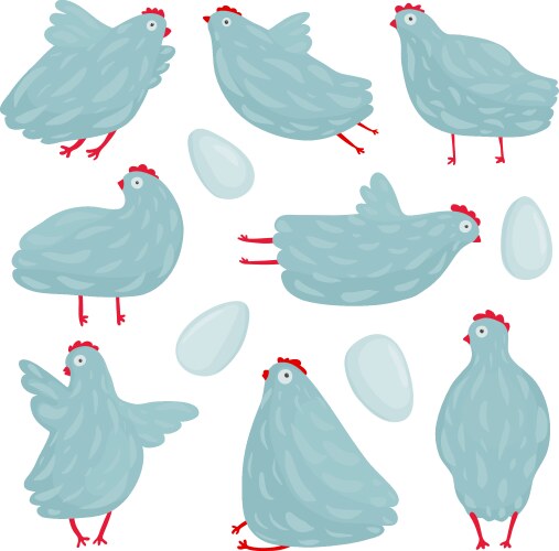 Hen Funny Poses Vector Images (over 400)
