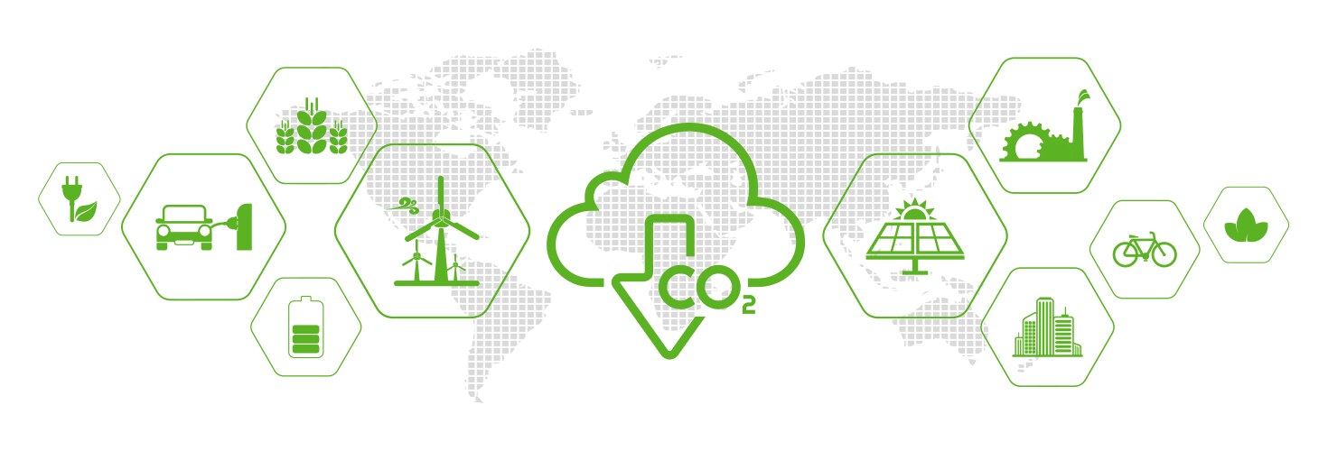 Reducing co2 emissions to stop climate change Vector Image