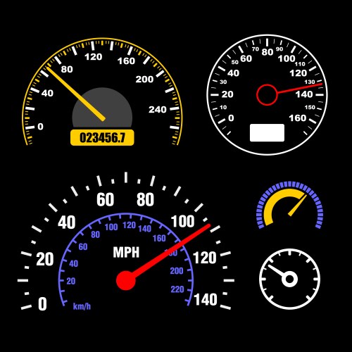 Car speedometers on black background Royalty Free Vector